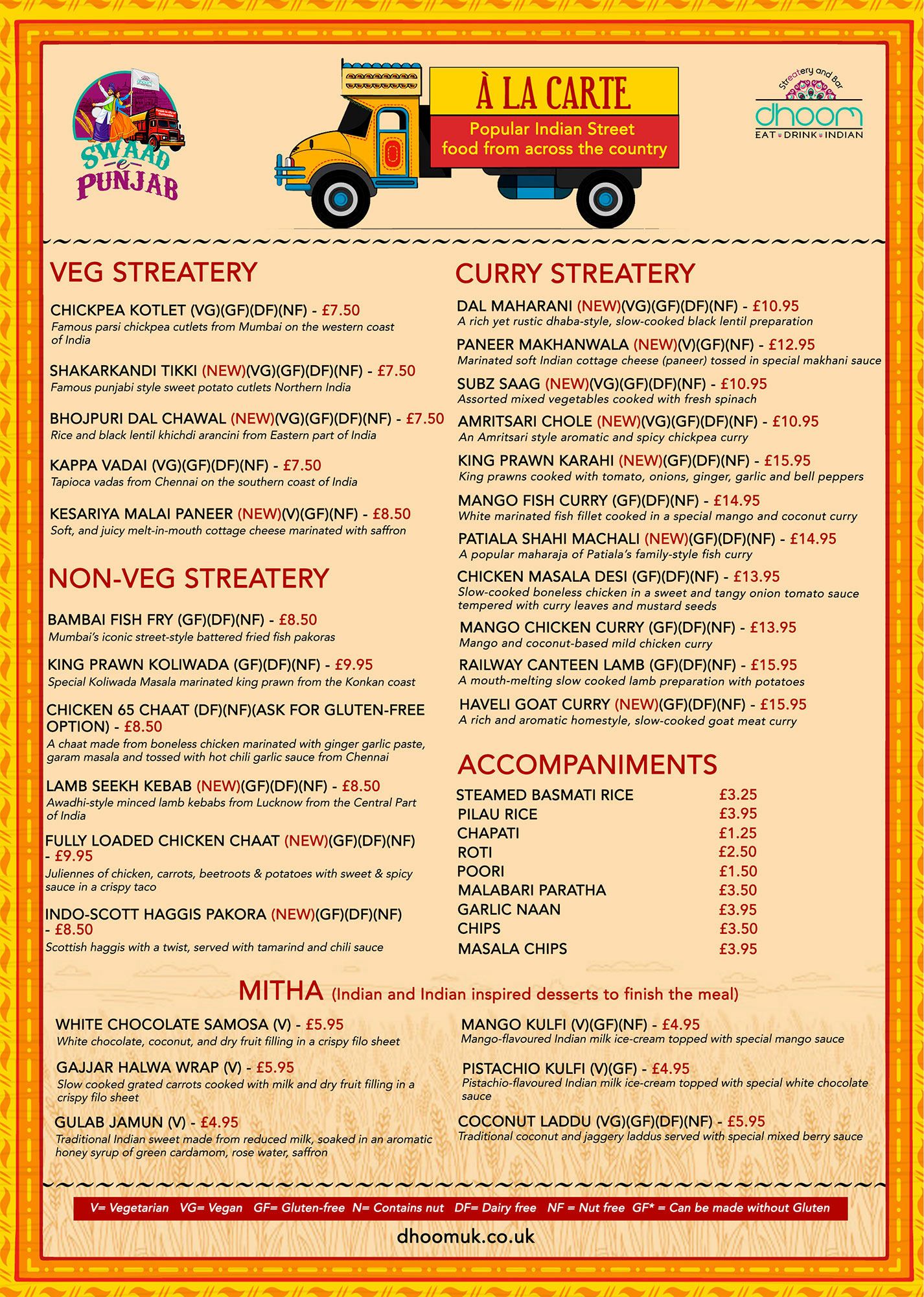 Ala-Carte Menu | Dhoom